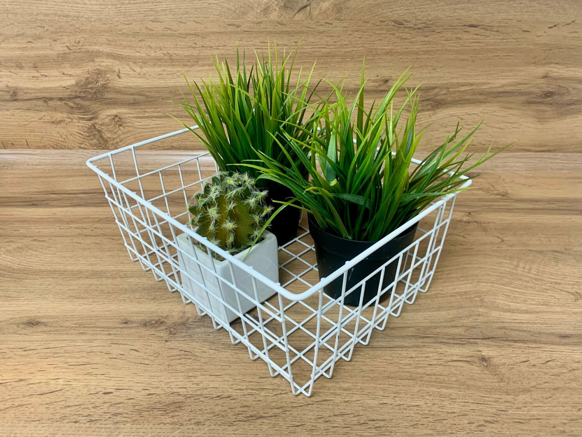 Корзина 28х22х12/ Корзина для хранения мелочей металлическая цвет белый