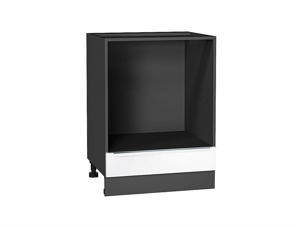 VVT Шкаф нижний под духовку Фьюжн Graphite, Silky White, 600 В*Ш*Г 816*600*476, фасад МДФ Silky White, корпус Graphite Silky White