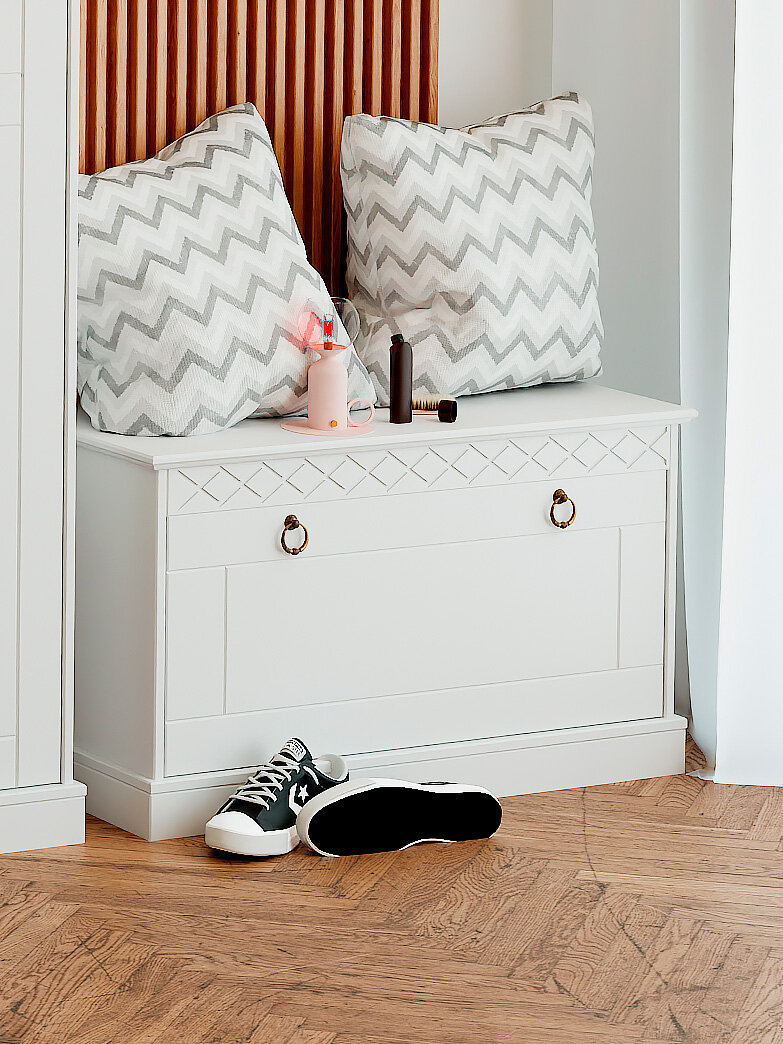 Обувница для прихожей, 91х42х40, Индра, с сиденьем, банкетка, МДФ, белый, Dipriz