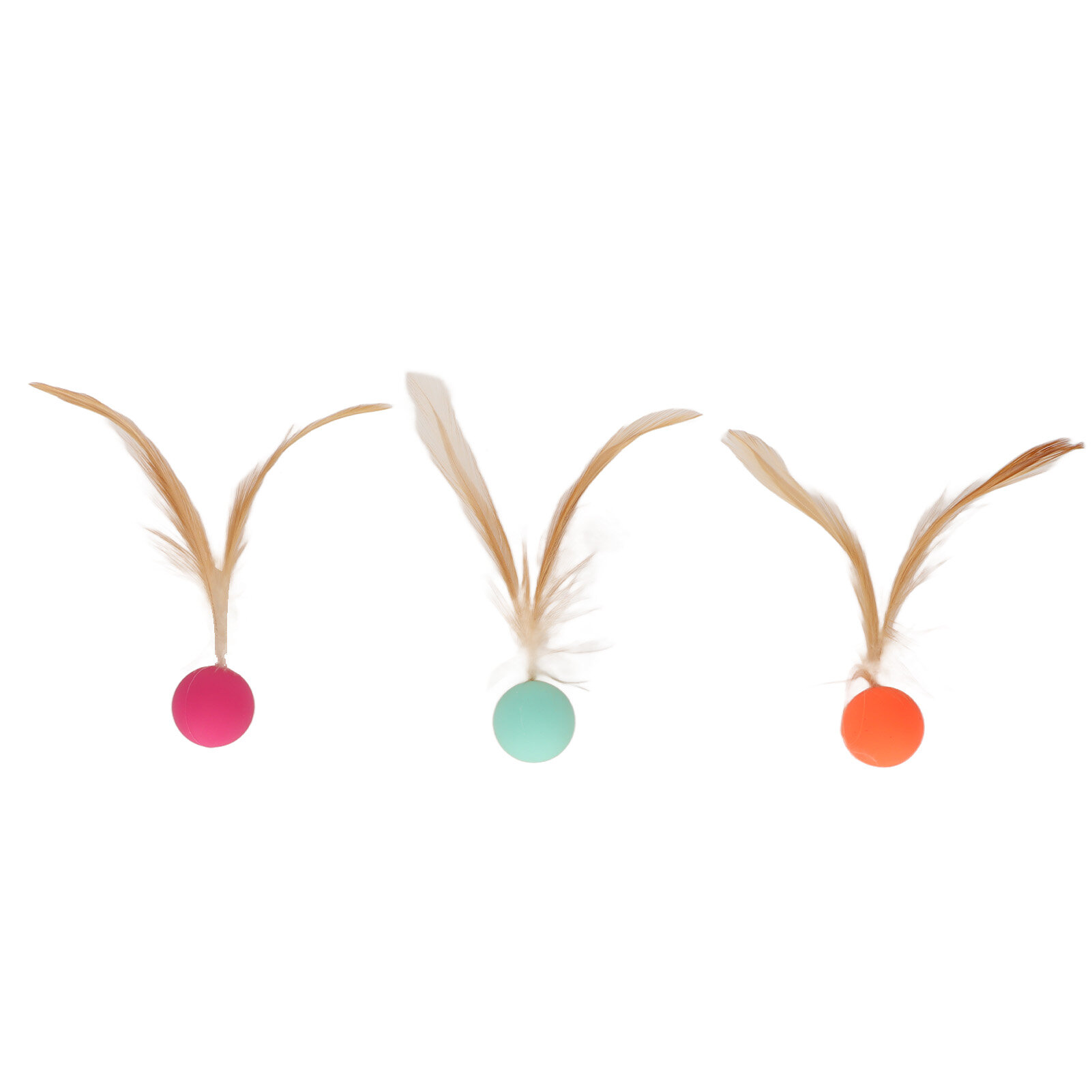 3 шт. интерактивных мягких гибких мячиков-прыгунов для кошек и котят с перьями.