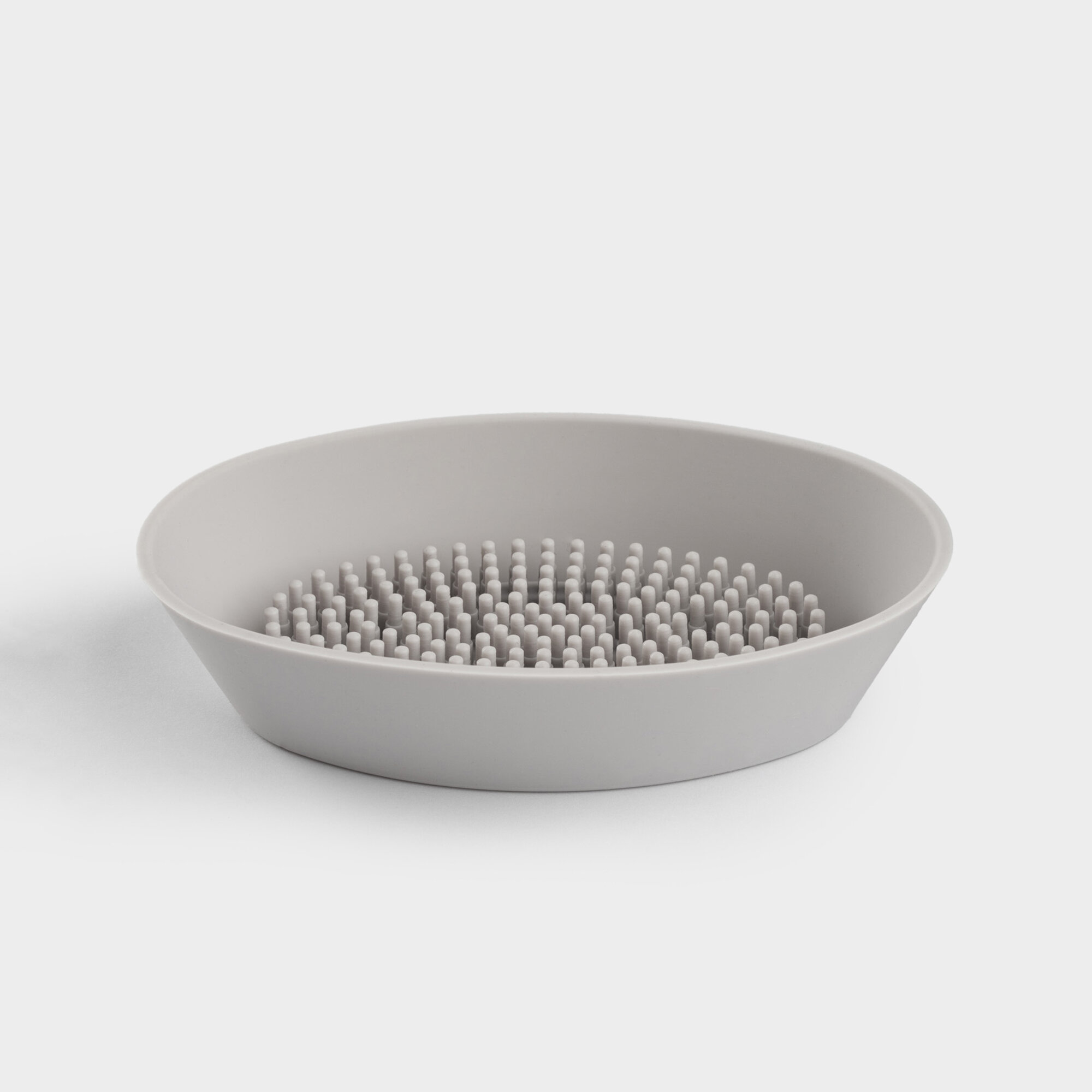 Мыльница-щетка для уборки, 14х9 см, силикон, овальная, серо-бежевая, Manny