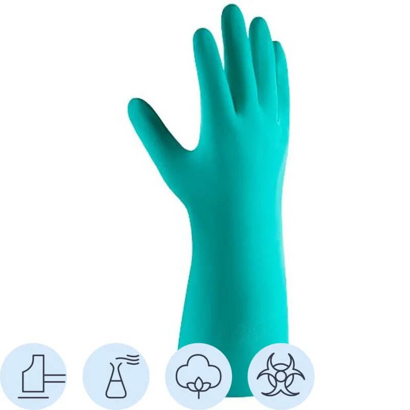 Перчатки нитриловые с хлопковым напылением JetaSafety JN711 цв. зеленый р. M Jeta Safety 1420339