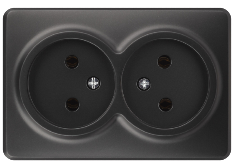 Розетка силовая штепсельная ЭРА Эксперт 11-2202-05, 16А 250В IP20 антрацит 2х2P открытой установки, Б0062997 / электрооборудование
