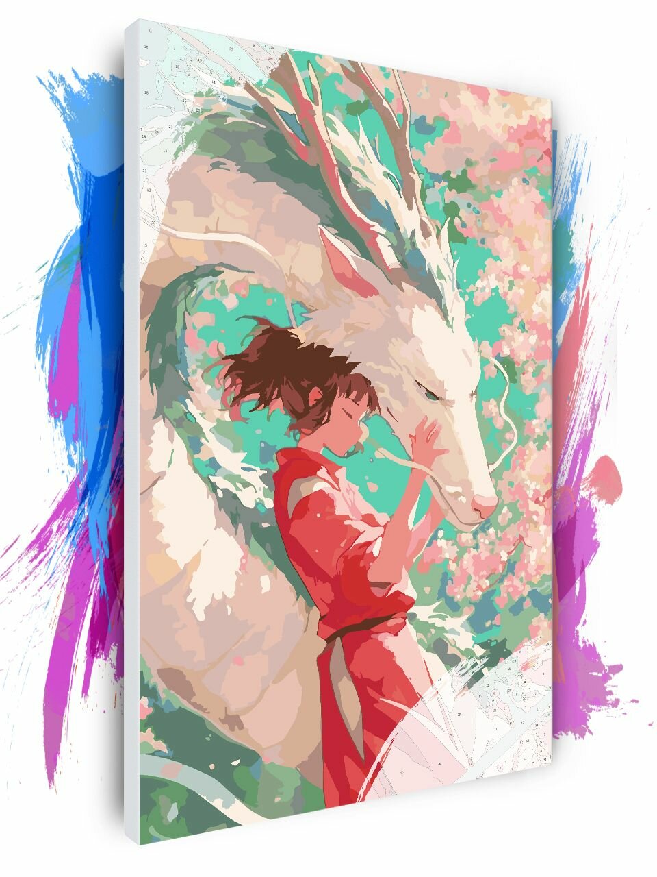 Картина по номерам на холсте Унесённые призраками - Хаку и Тихиро, 40 х 60 см