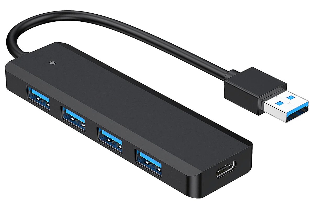 Gembird UHB-C414 USB 3.1 Хаб 4 порта с доп. питанием, порт Type-C, кабель 19 см, черный