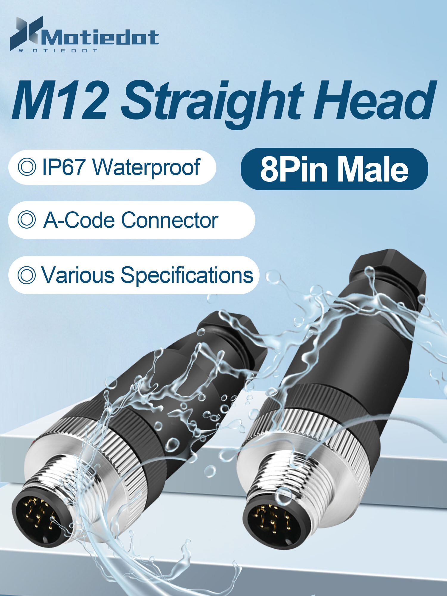 M12 8Pin датчика разъема Мужский водонепроницаемый авиационный разъем IP67 12MM Кодирование поля сборки разъема