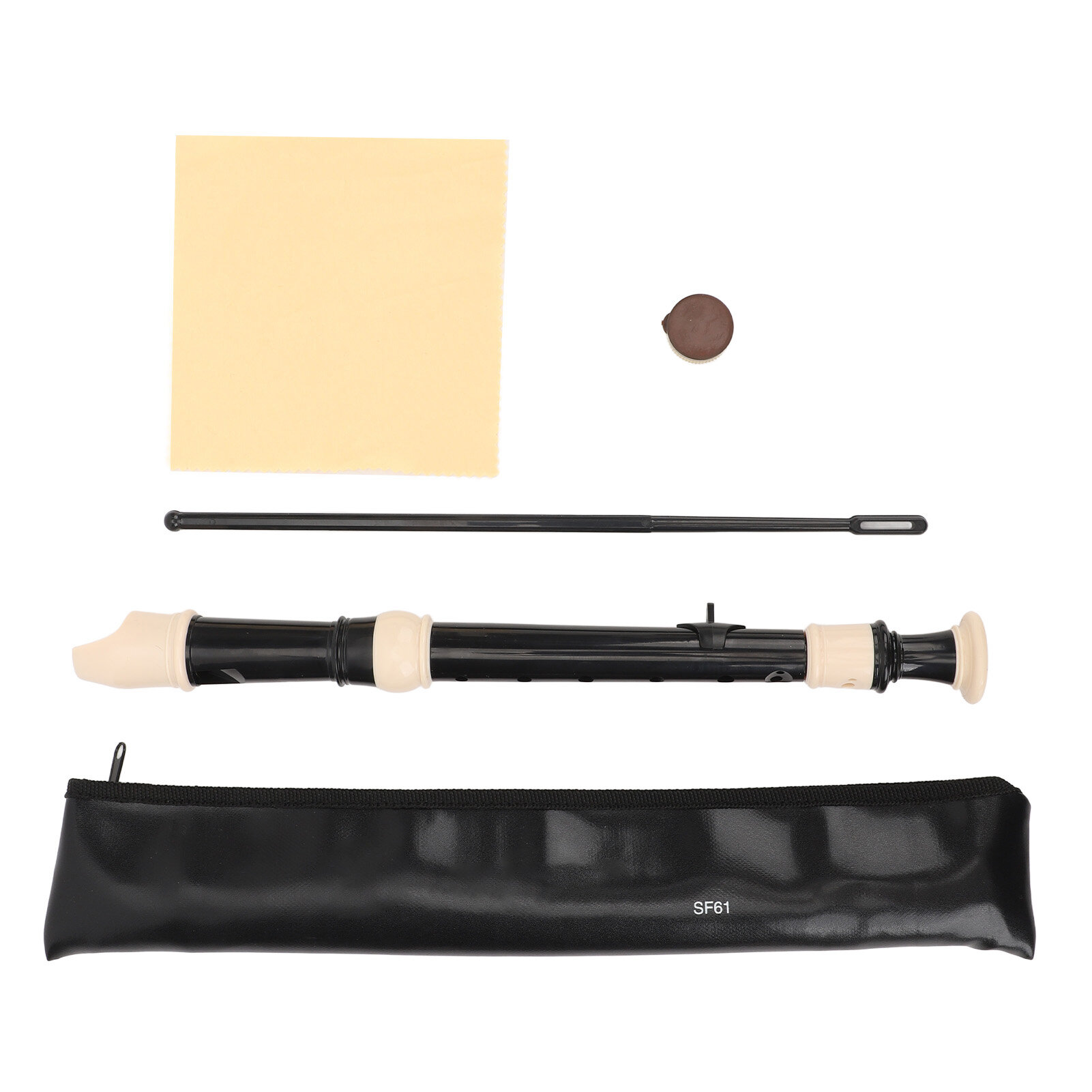 Блокфлейта-сопрано с 8 отверстиями, съемный музыкальный инструмент с шомполом для чистки, для начинающих, детей и взрослых, черный