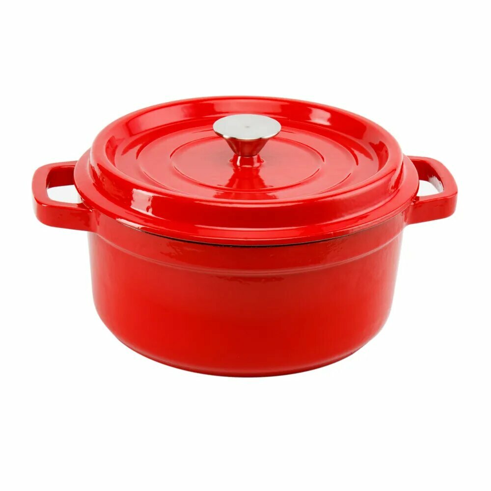 Кастрюля, чугун/эмаль, антипригарное покрытие, красная, 4.7 л