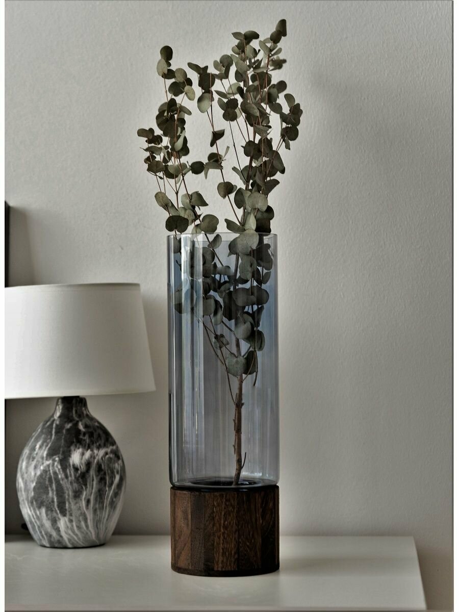 Ваза стеклянная для цветов и сухоцветов декоративная 30*12, «Пашкин Дом»