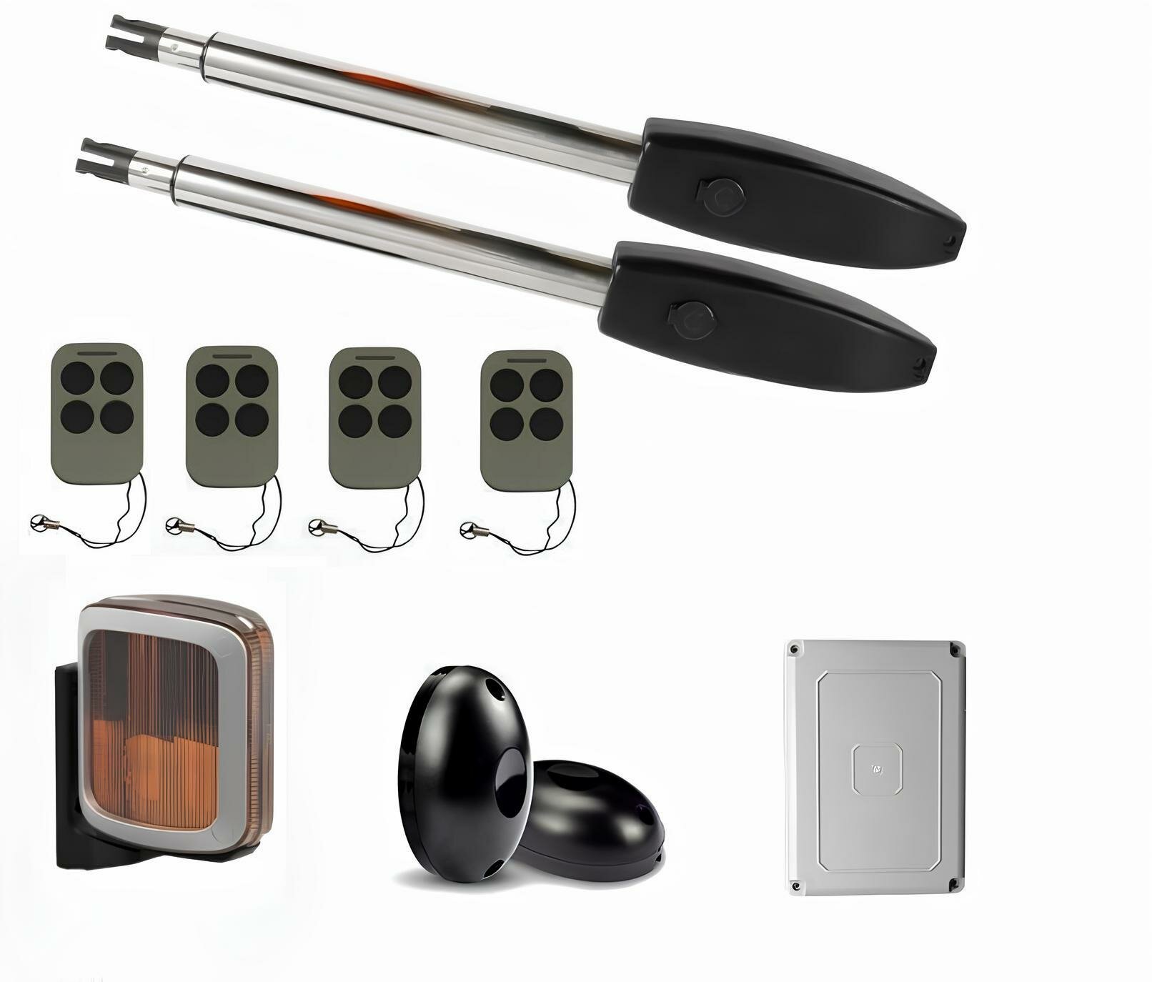 Автоматика для распашных ворот KSW-2500 FULL-T4-2K, комплект: 2 привода, блок управления, 4 пульта, фотоэлементы, лампа