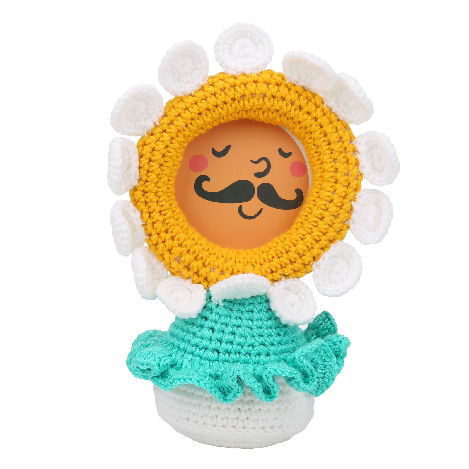 Милая фоторамка в форме цветка для малыша, связанная крючком или спицами, украшение для куклы.