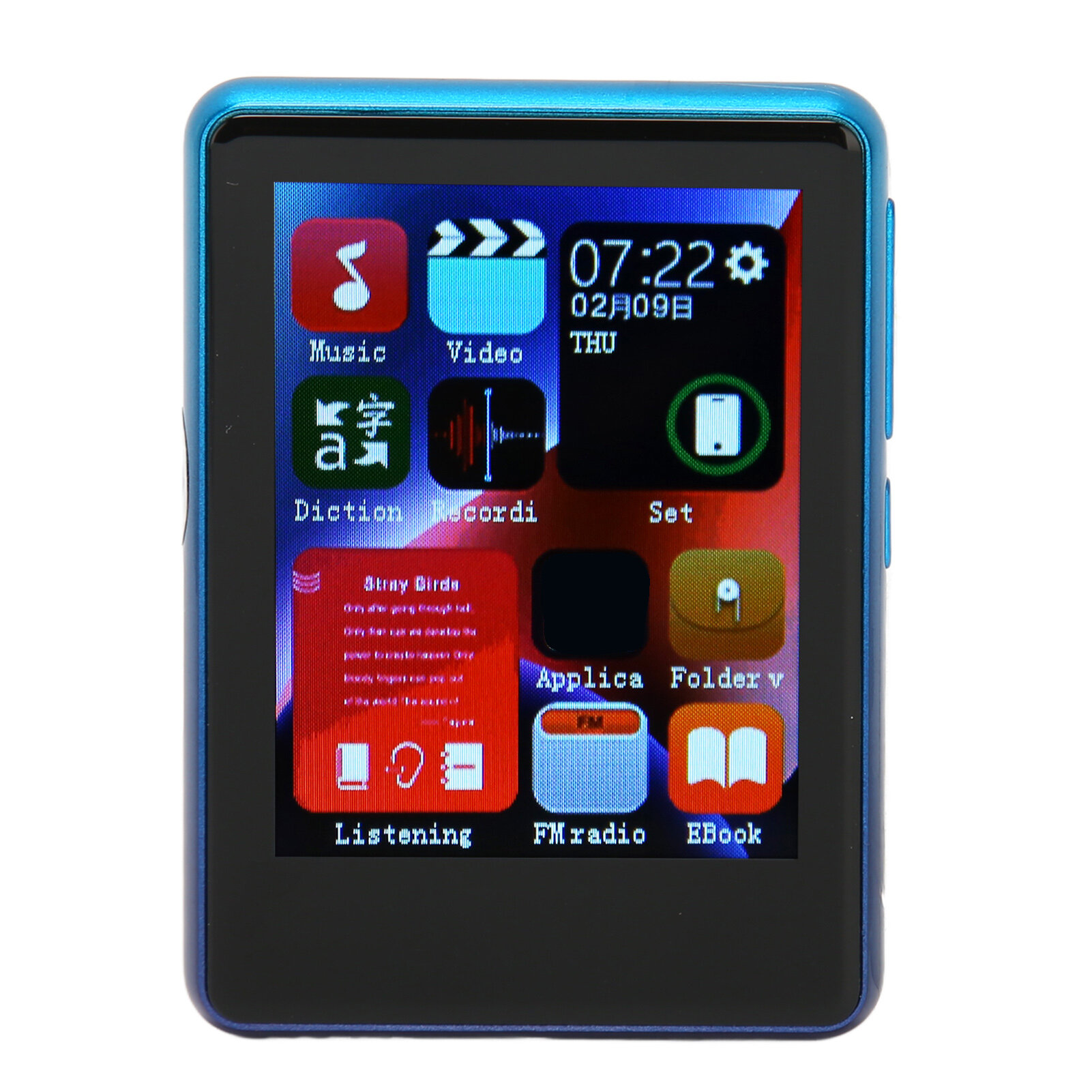 MP3 Player 5.0 с сенсорным экраном, поддержка записи, радио FM, электронная книга, динамик, синий цвет, 4+256GB (карта памяти)