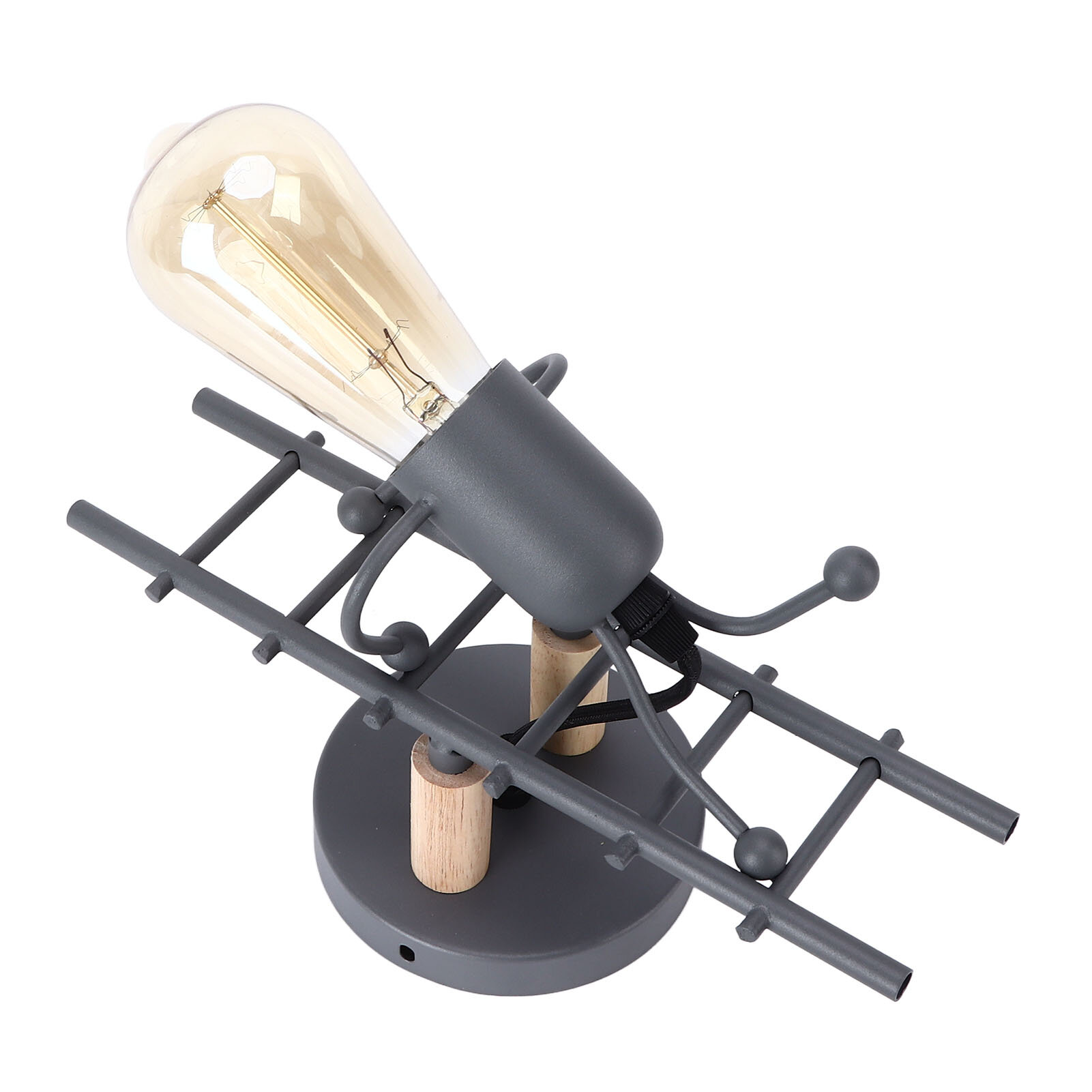 Стеновая лампа для ресторанов, спален, кафе, отелей, цвет серый, материал брус, железо, размеры основания диаметр 12см, высота 28.2см, ширина 11см, расстояние от стены 18см, держатель лампы E27, вес 725г, комплектincludes 1 держатель лампы, 1 монтажная