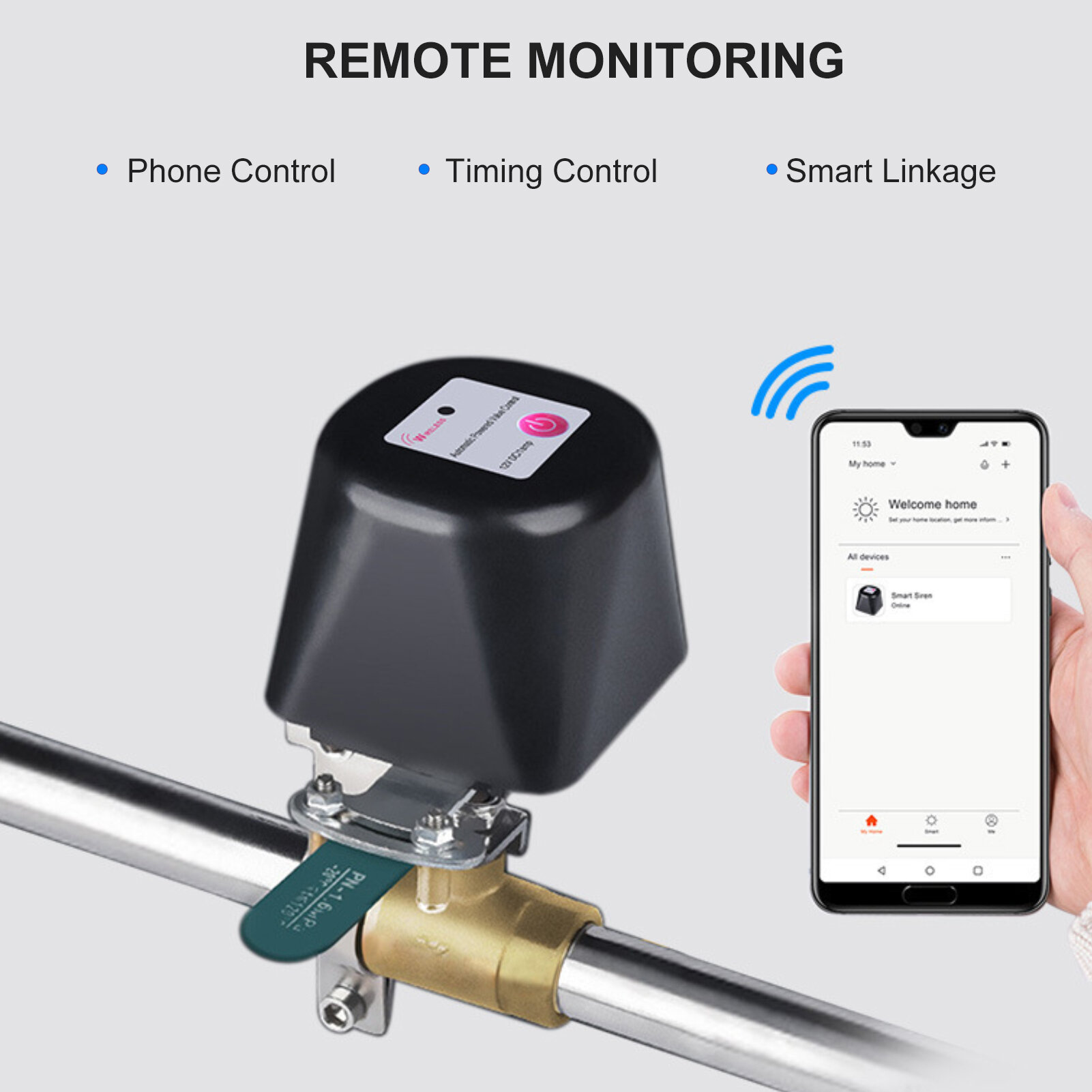 WiFi умный водяной клапан с таймером, совместим с Alexa