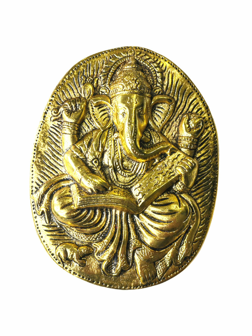 Панно ганеш С книгой (силумин, 19 на 15 см.), 1 шт.