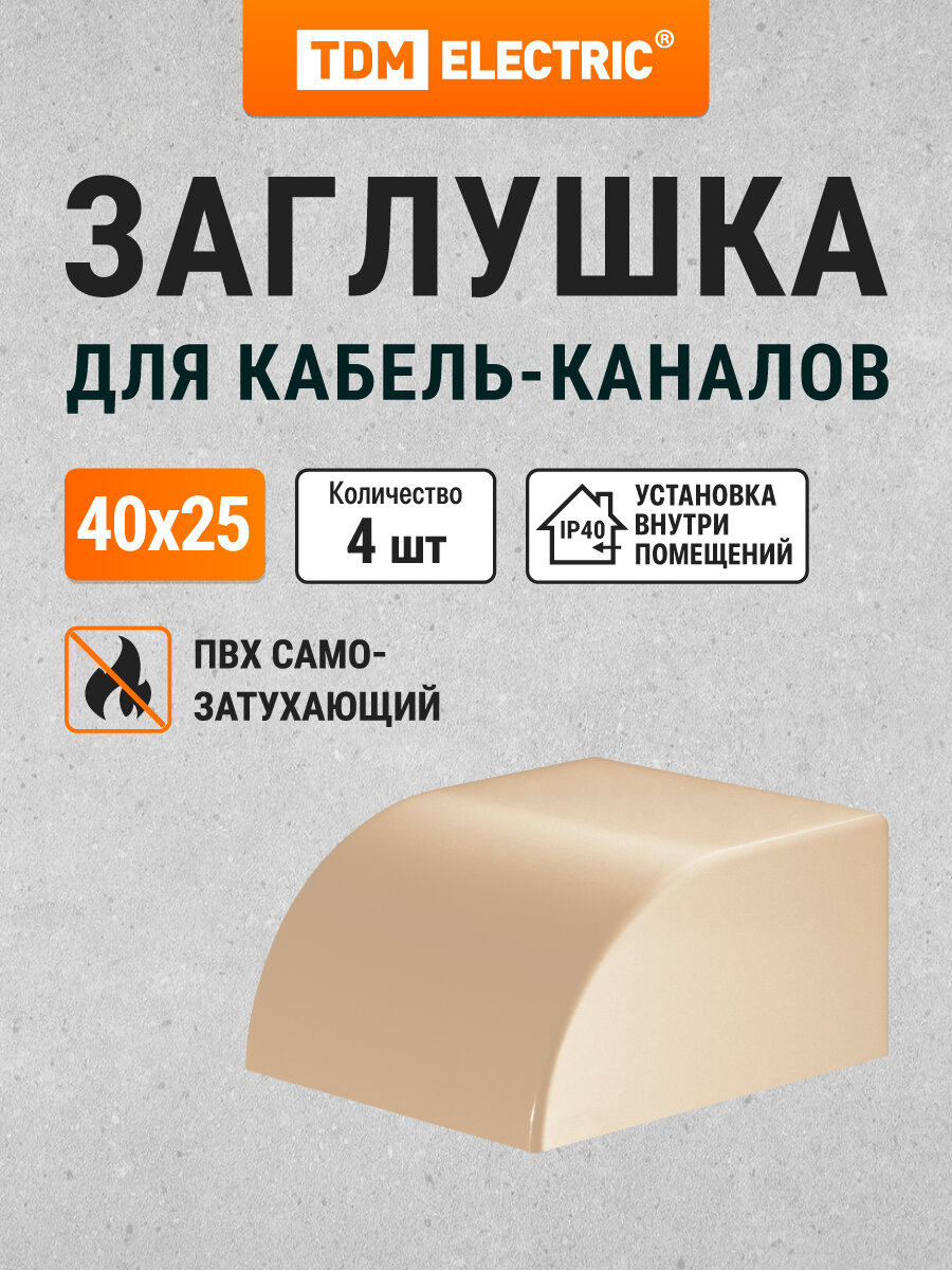 Заглушка кабельной трассы КМЗ 40х25 сосна (4 шт./комп.) TDM Electric