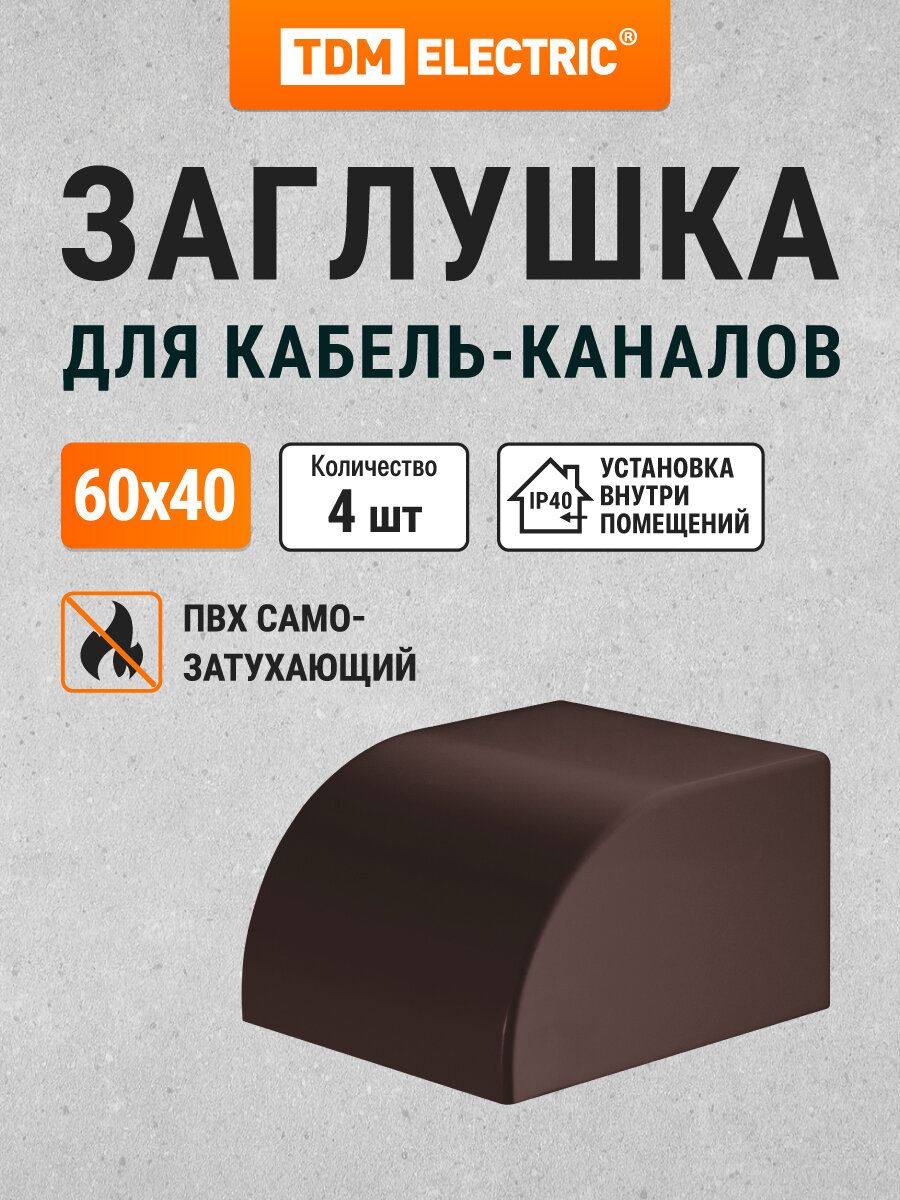 Заглушка кабельной трассы КМЗ 60х40 бук (4 шт./комп.) TDM Electric