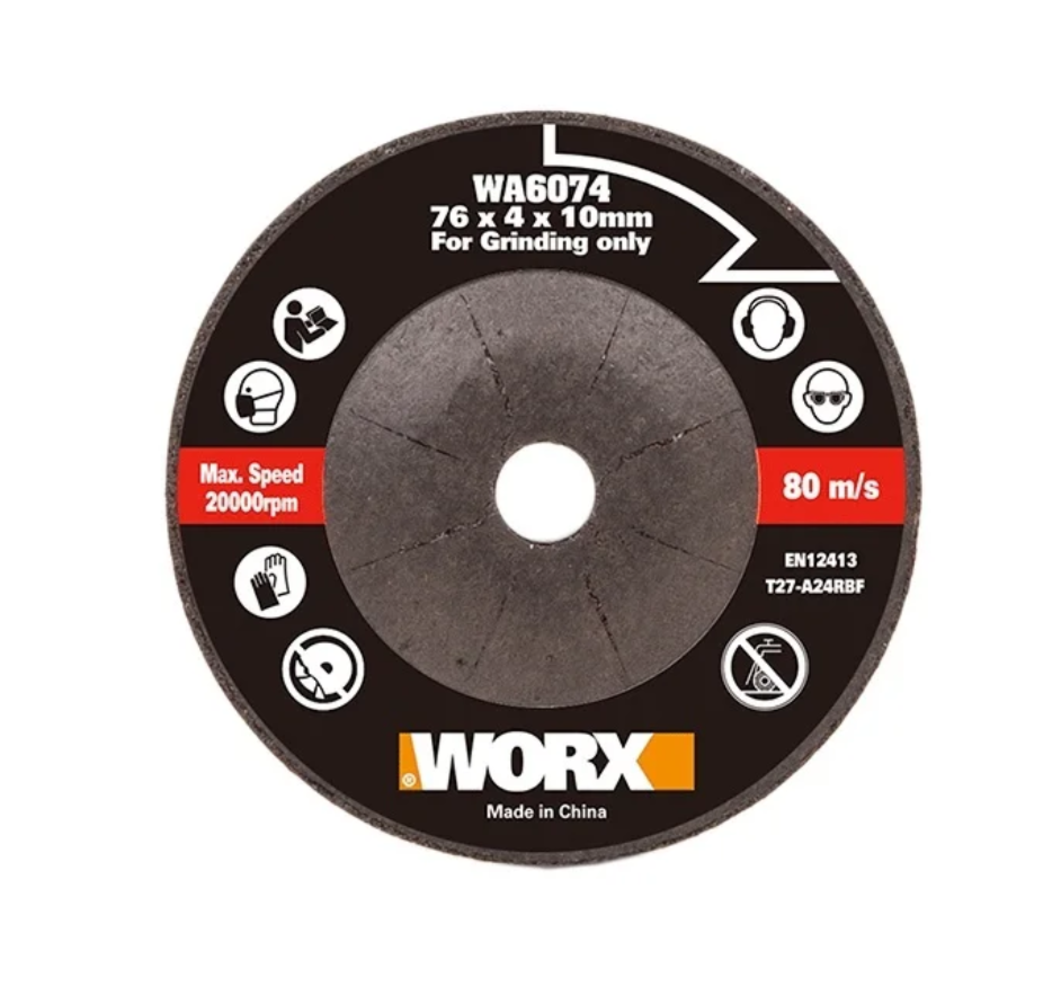 Шлифовальный диск WORX WA6074, по металлу, размеры 76х4х10 мм