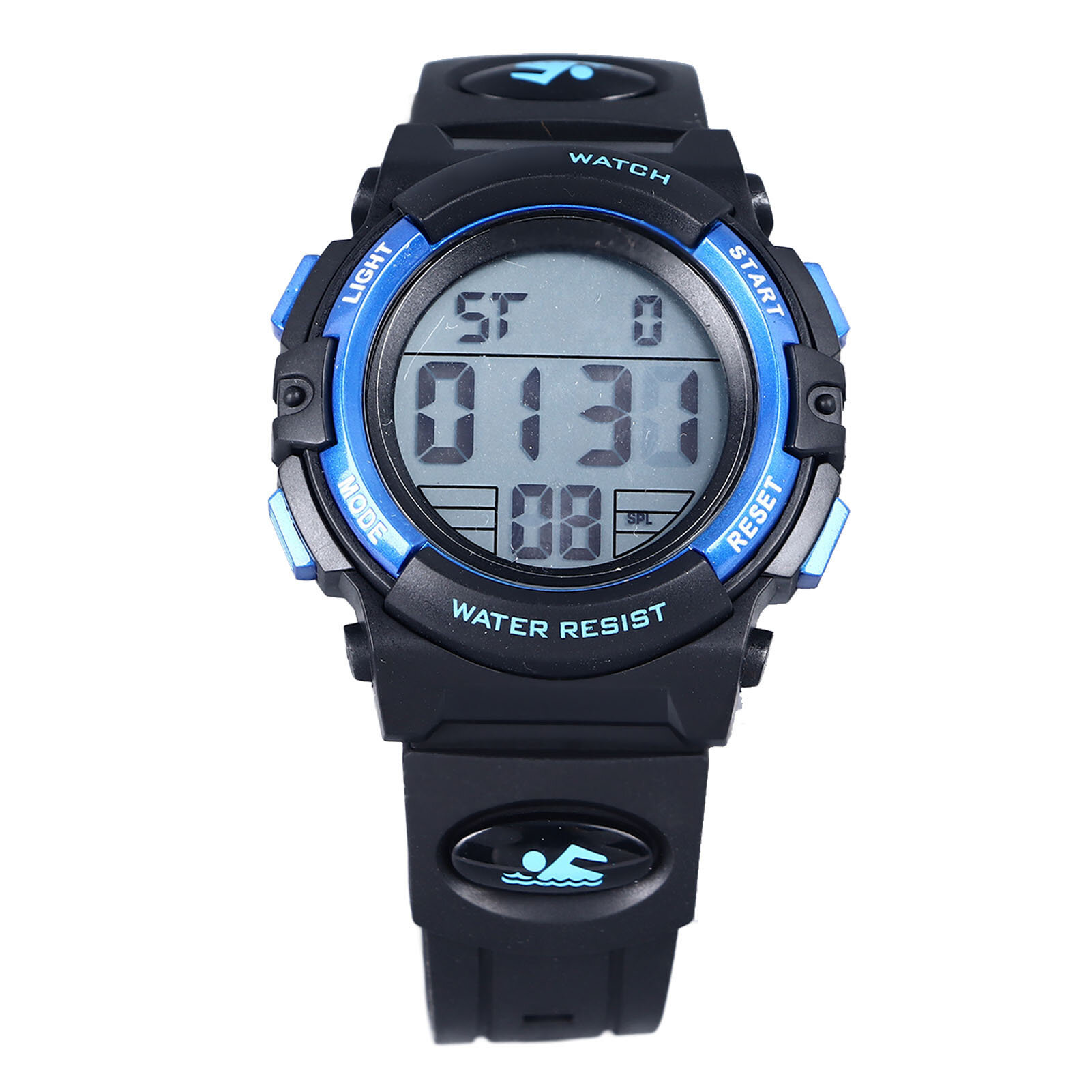 Digital Electronic Watches 50M Waterproof PU Strap Multifunctional Outdoor Sports Watch for Children Blue
