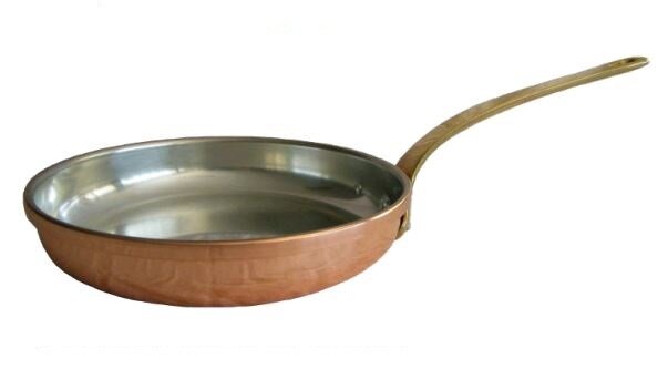 Медная круглая сковорода, 24 см, 1 ручка