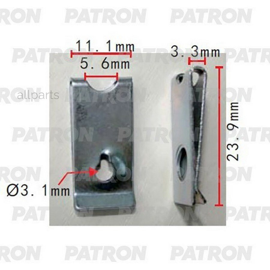 PATRON P37-2166 Скоба крепежная Mercedes Применяемость: Скоба T=23.9, F=11.1, H=3.3