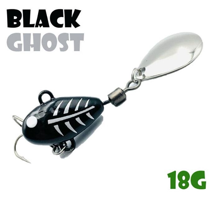 Блесна Тейл-Спиннер для рыбалки Uf-Studio Hurricane 18g #Black Ghost