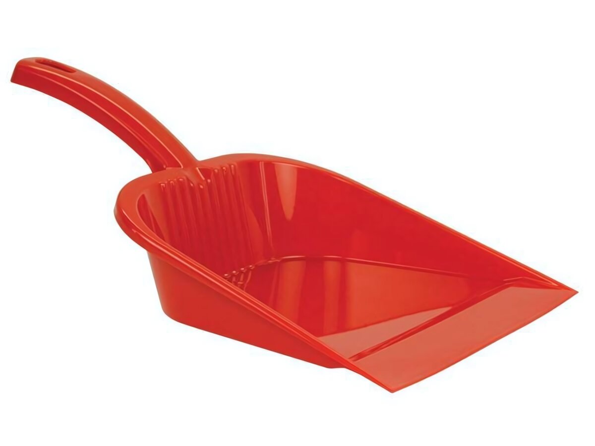 Совок для мусора Альтернатива, пластиковый, красный, эргономичная ручка