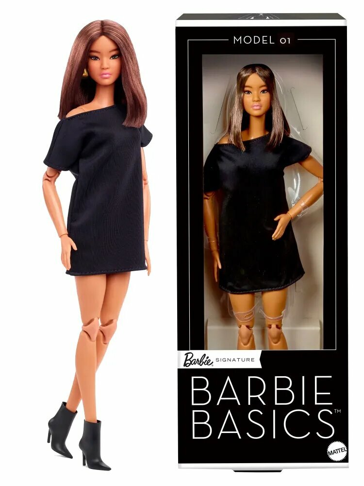Кукла Barbie, Коллекционная кукла Basics Model 01, Волосы брюнетки, черное мини-платье