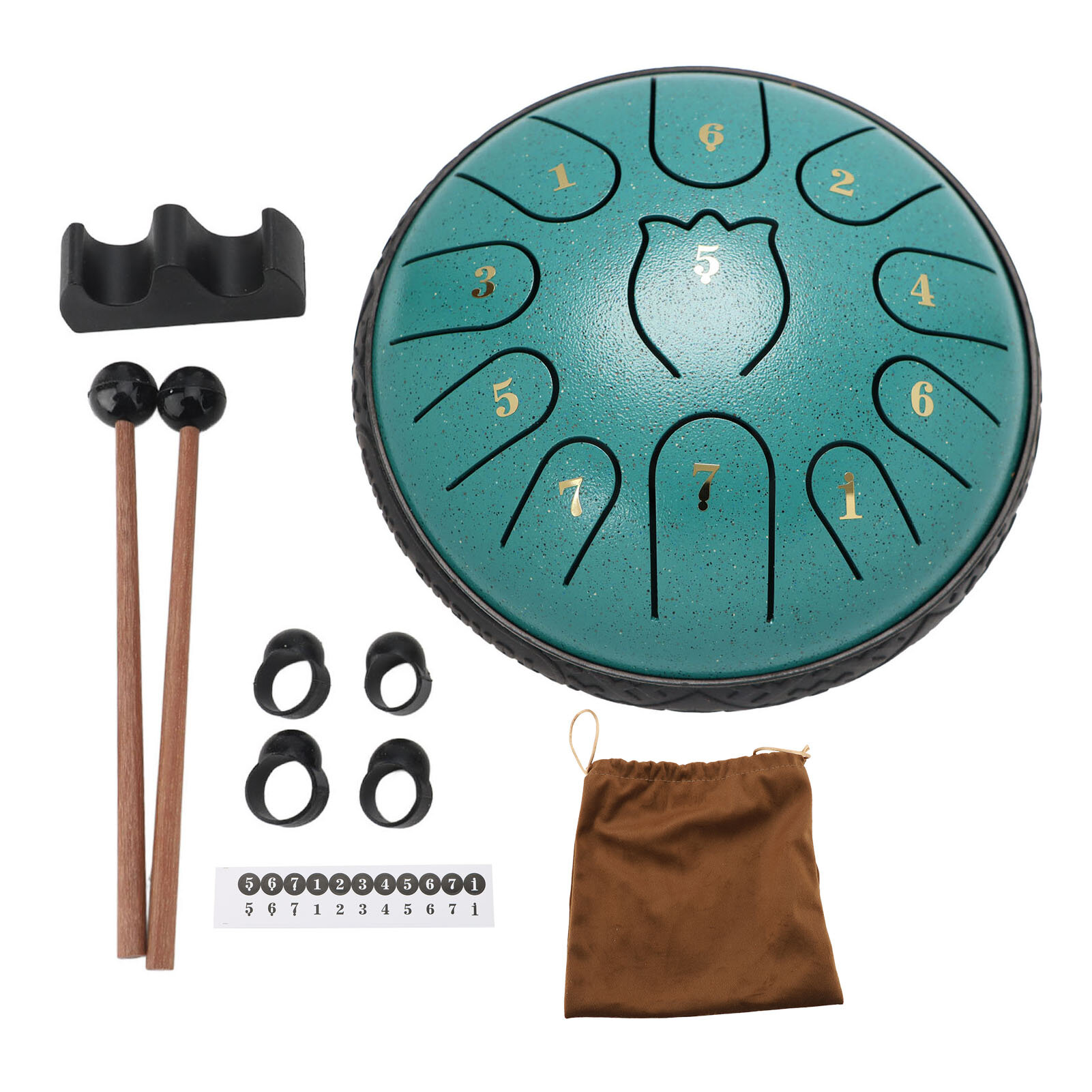 Языковой барабан 6 дюймов, 11 тонов, стальной портативный барабан для чакр для образования, йоги, медитации, зеленый