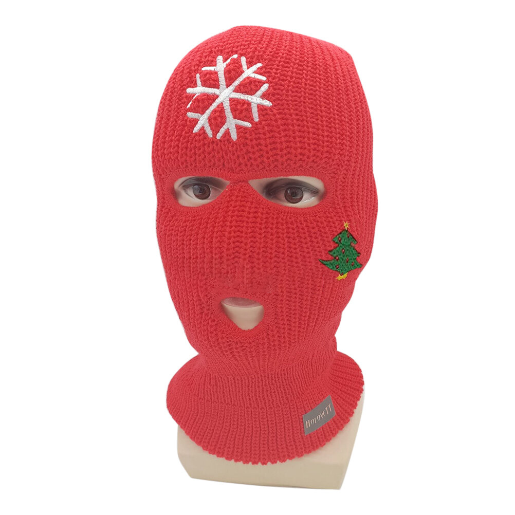 Рождественская балаклава с 3 отверстиями, вязаный анфас для мужчин и женщин, зимний вязаный теплый лыжный чехол для лица для катания на лыжах на открытом воздухе