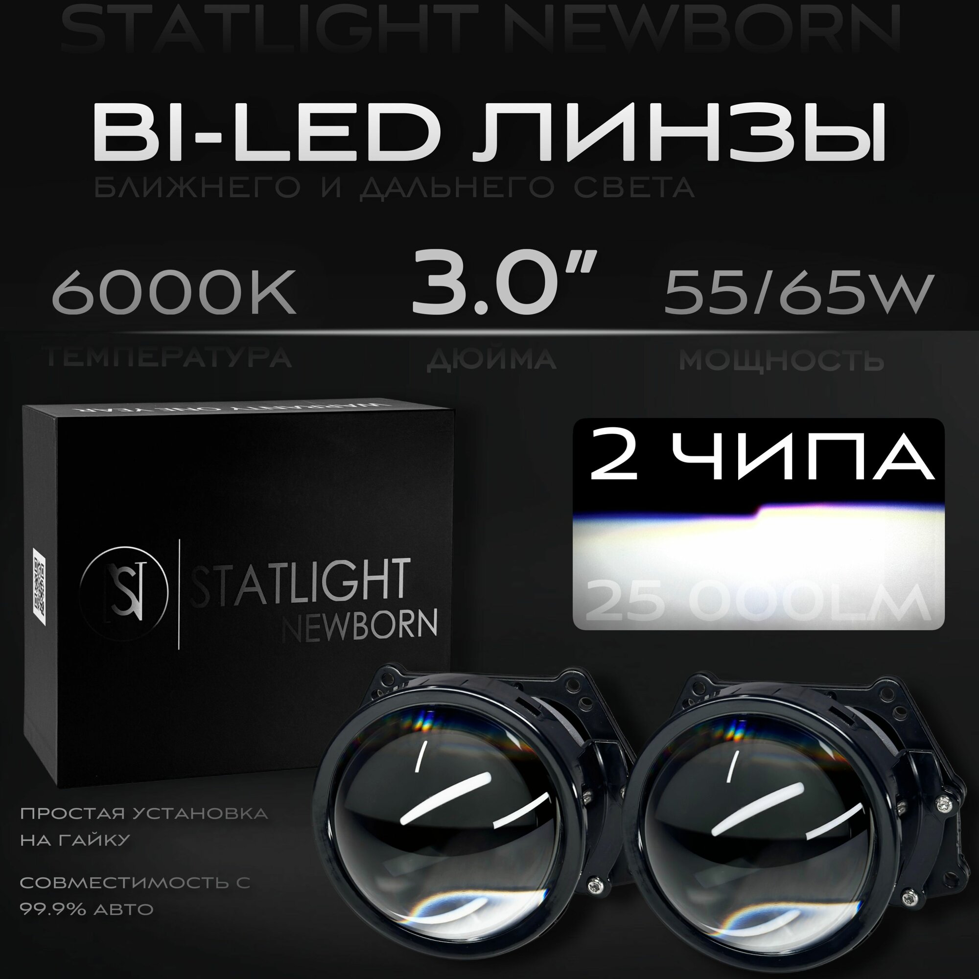 Светодиодные Bi Led модули Statlight Newborn 3.0 дюйма 2 чипа