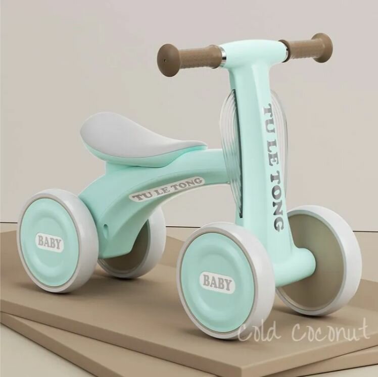 Беговел Sprout, пластик, кремовый, для детей 3-7 лет, задний тормоз, нагрузка до 50 кг