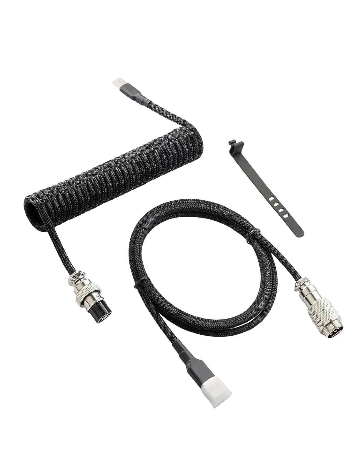 Customs Coiled USB Cable for Gaming Keyboards Double-Sleeved Mechanical Keyboard Cable with USB Aviation Connectors