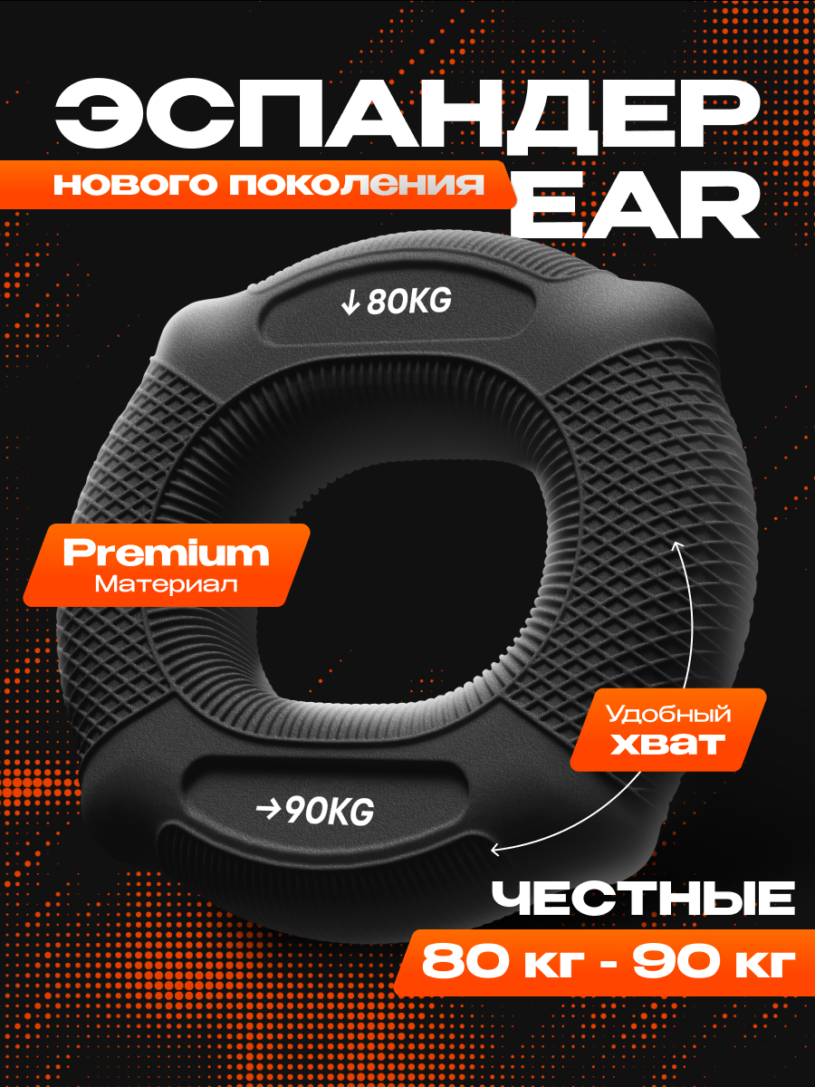 Нагрузка - 80кг - 90кг эспандер кистевой FITFILIP, модель EAR