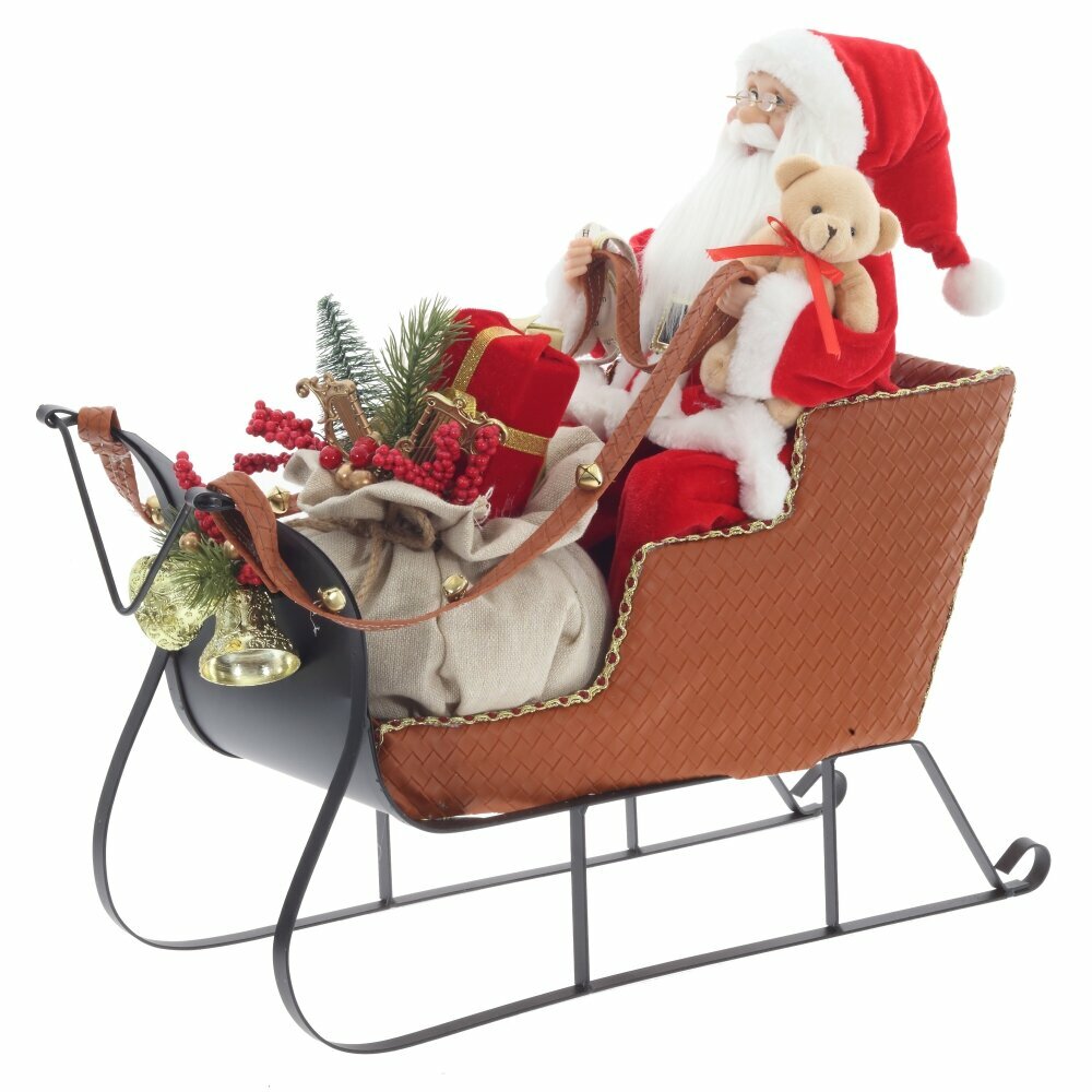 Дед Мороз на санях, L51 W22 H48 см