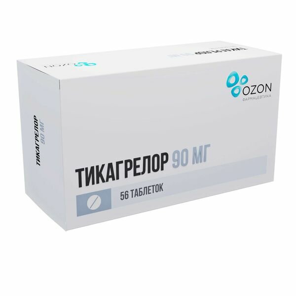 Тикагрелор таблетки п/о плен. 90мг 56шт