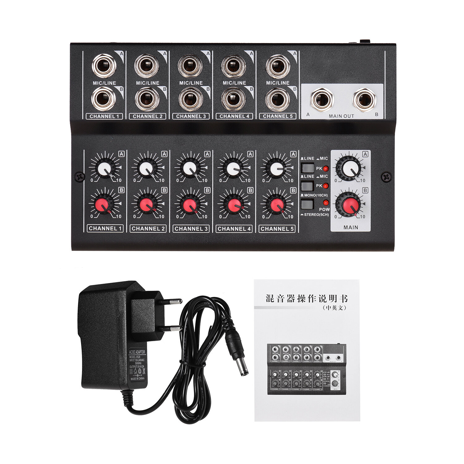 Микшерный пульт Muslady MIX5210 на 10 каналов для записи, караоке и живых трансляций, компактен и портативен