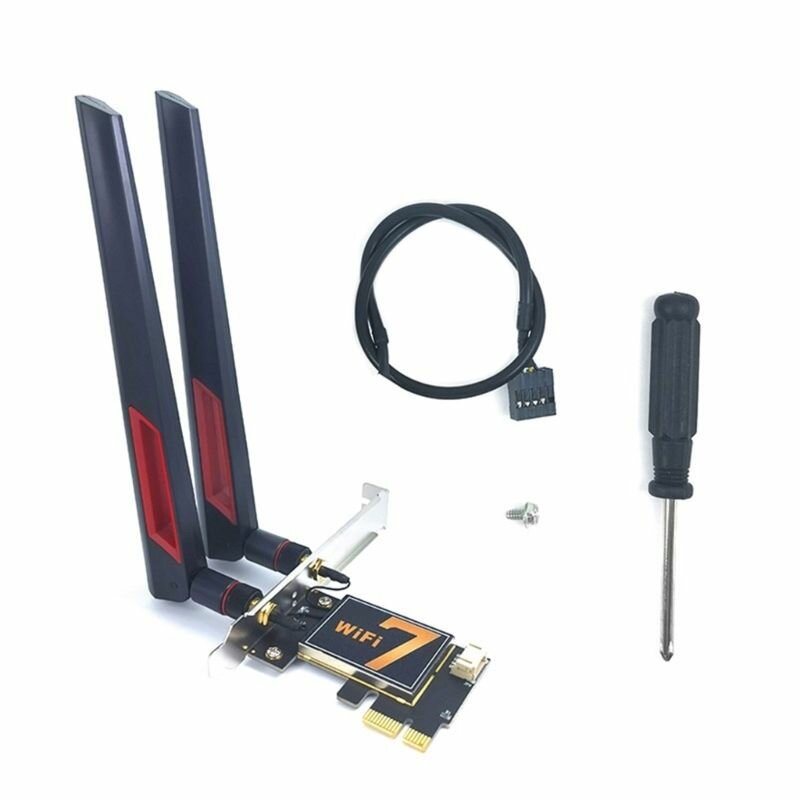 Беспроводной модем, Встроенная беспроводная сетевая карта BE200 WIFI7 для настольного компьютера с антенной 10 дБ, 1 комплект