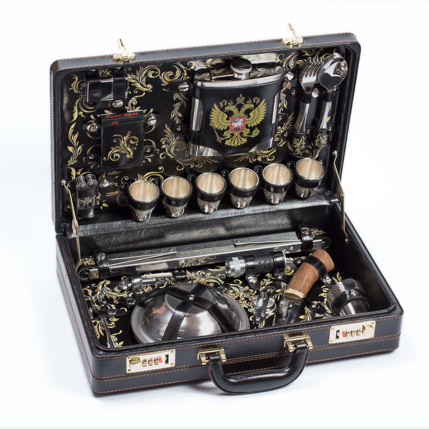 Набор подарочный «Дорожный» черный принт (на 6 персон) 118КИ6-ЧЕР-П