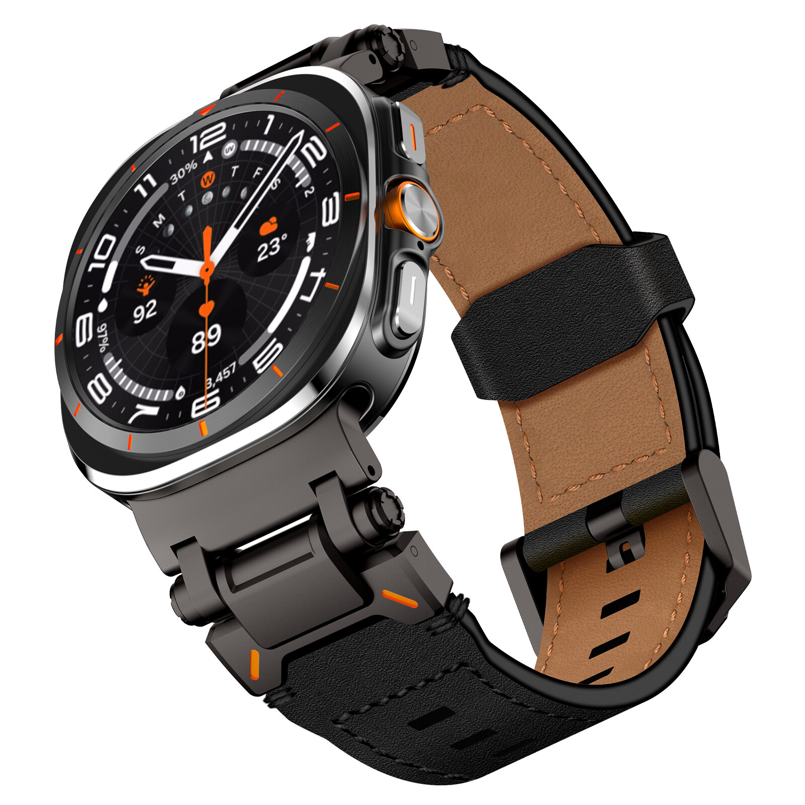 Стильный кожаный ремешок для Samsung Galaxy Watch Ultra 47 мм, Роскошные ремешки для деловых часов для Samsung Watch Ultra-ROMIKY