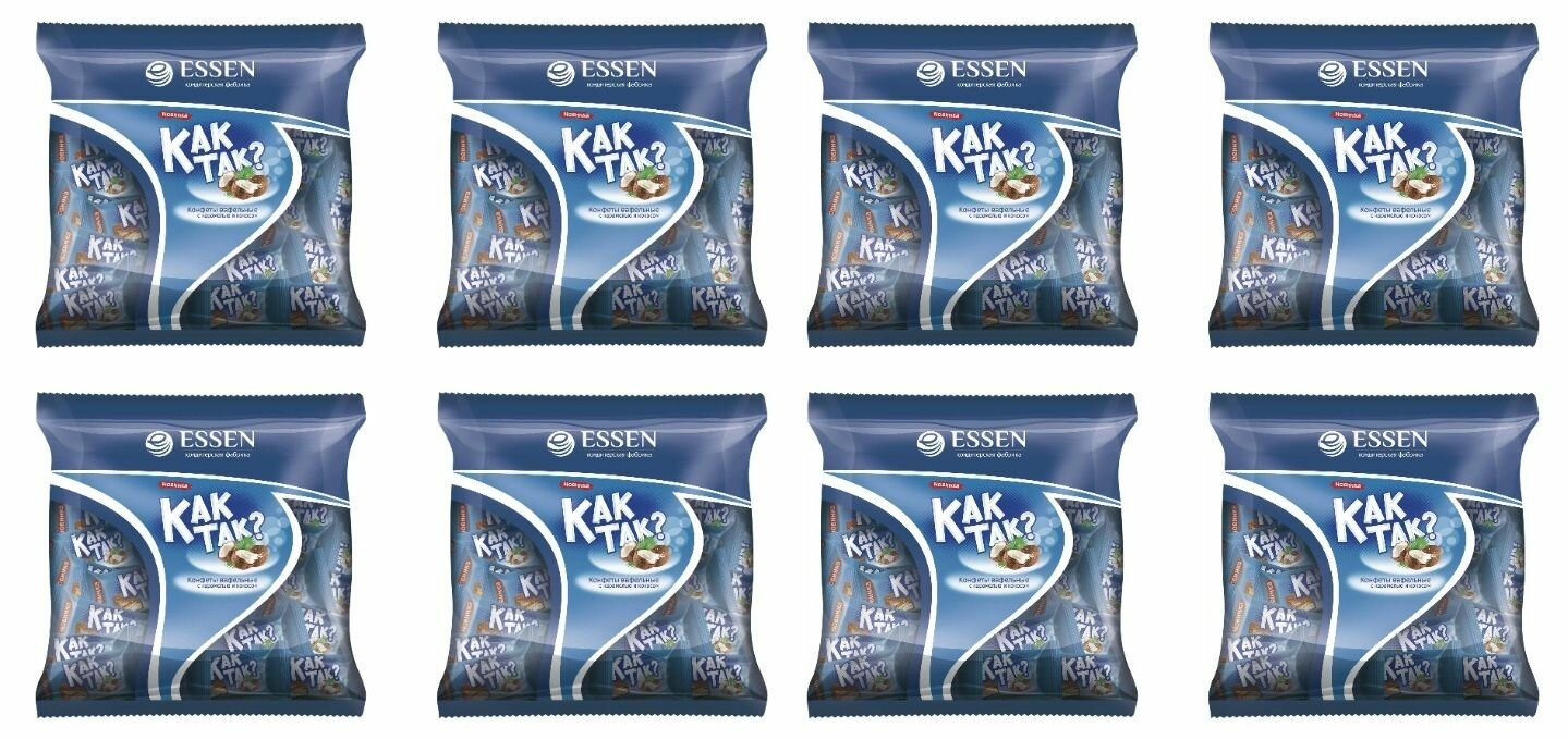 Essen Конфеты вафельные Как так, с карамелью и кокосом, 500 г, 8 уп в коробке