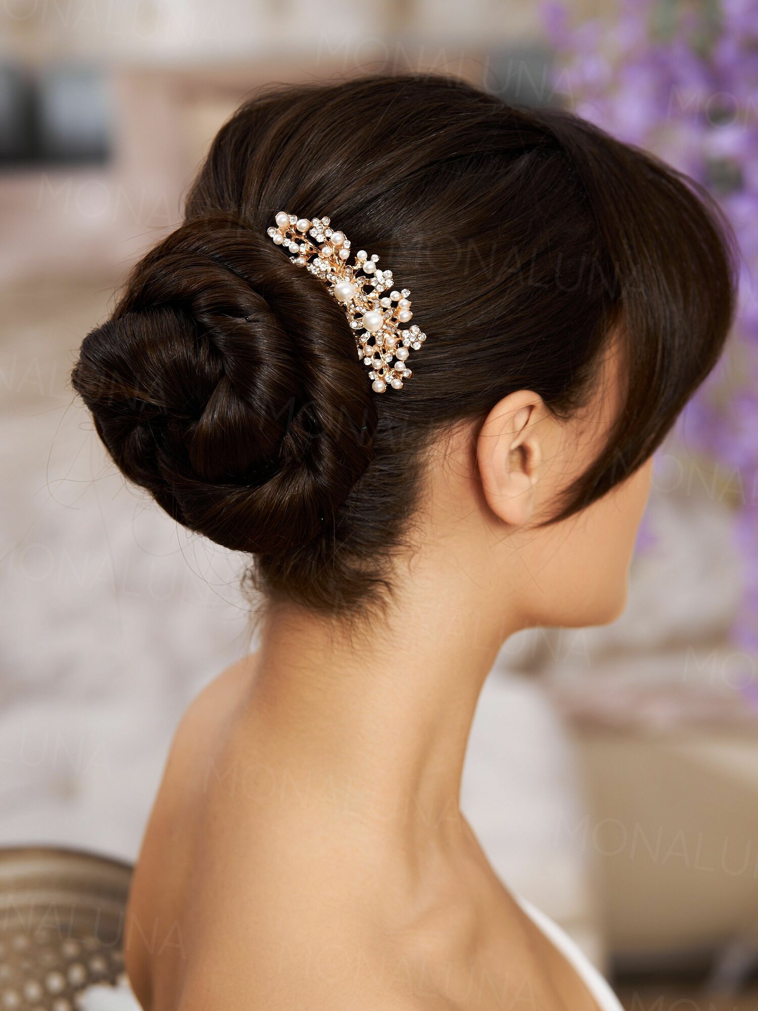 Гребень для волос MONALUNA, с кристаллами, для свадебной прически