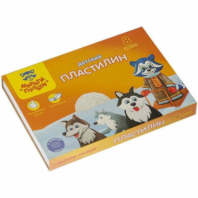 Пластилин Мульти-Пульти Енот на Аляске 08 цветов, 120гр, со стеком, ДП_10233