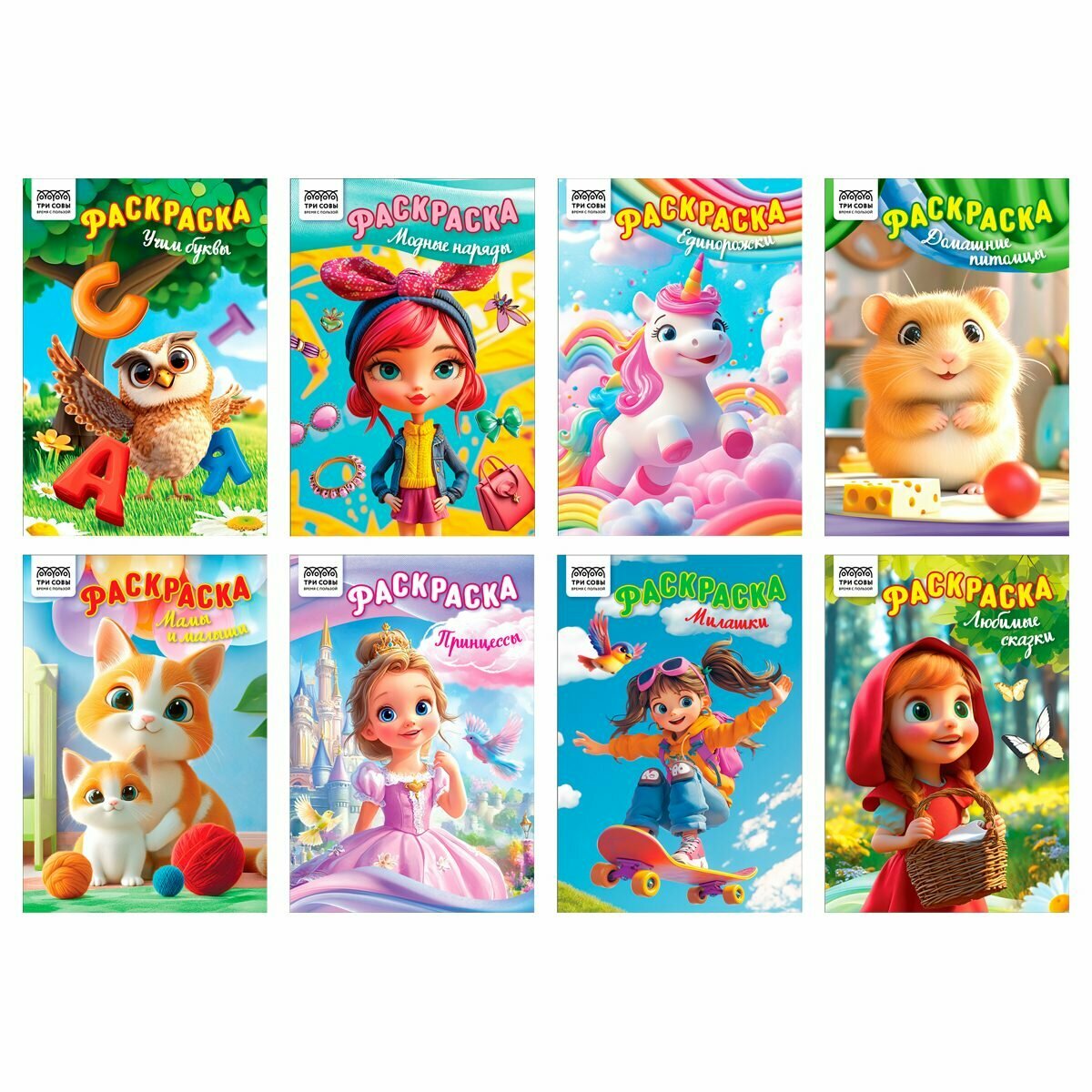 Раскраска Три Совы "Для девочек", А5, 10 стр. (РА5_57080), 8шт.