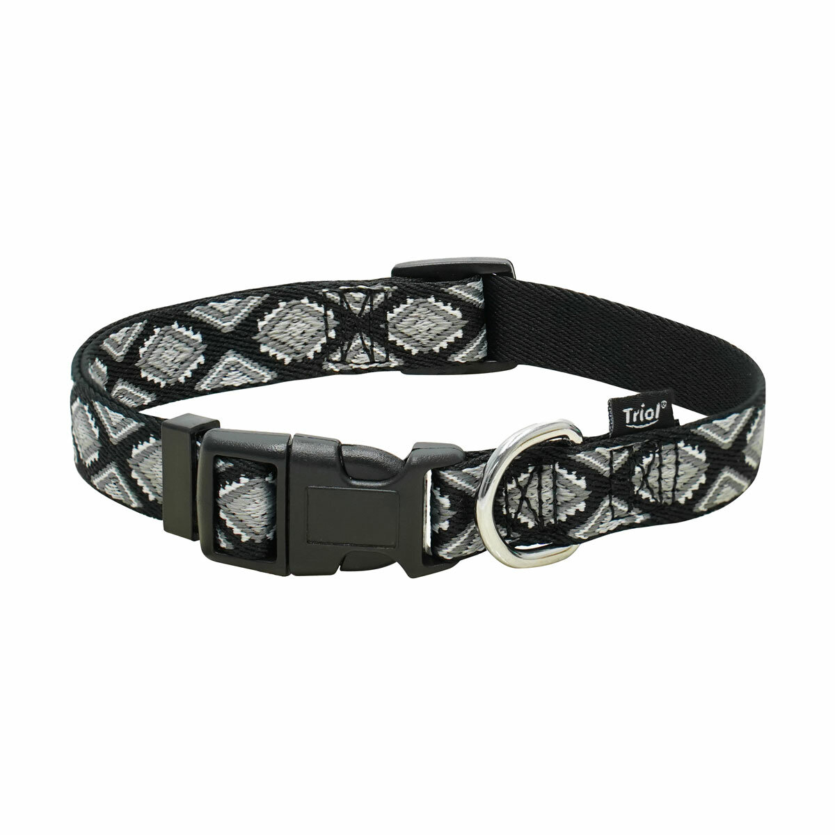 Ошейник для собак и кошек нейлоновый "Ромбы" L, черный, 2.5*45-68см, Triol