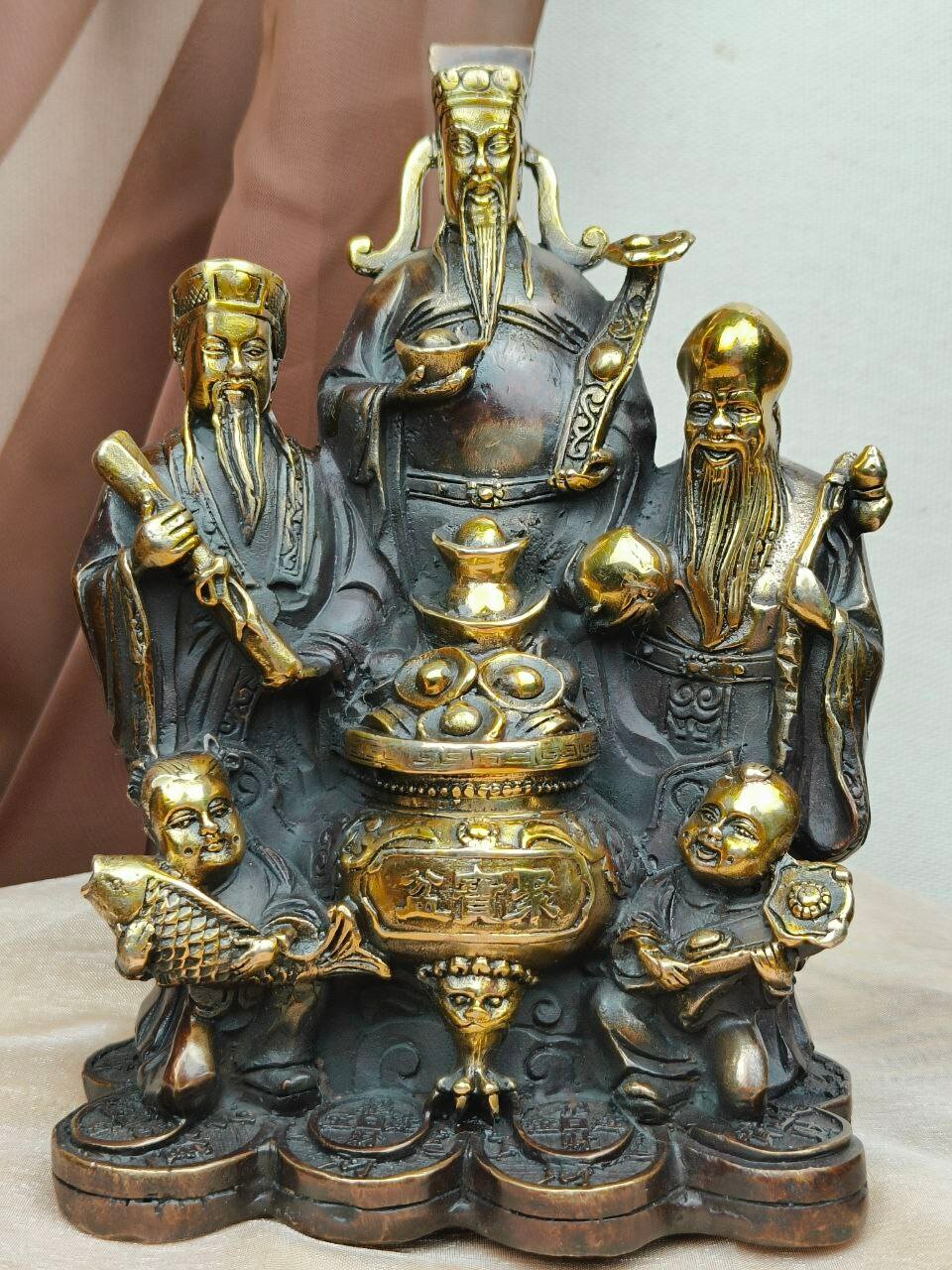 Статуэтка "Три звездных старца" фен-шуй, бронза (18*12*8 см.)