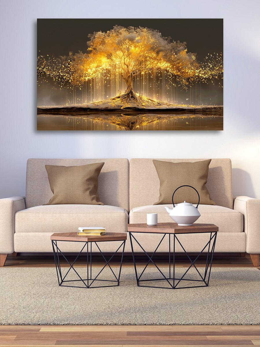 Картина на холсте LOFTime 60х100 Дерево счастья сер желт 3 КБ-1767-60100