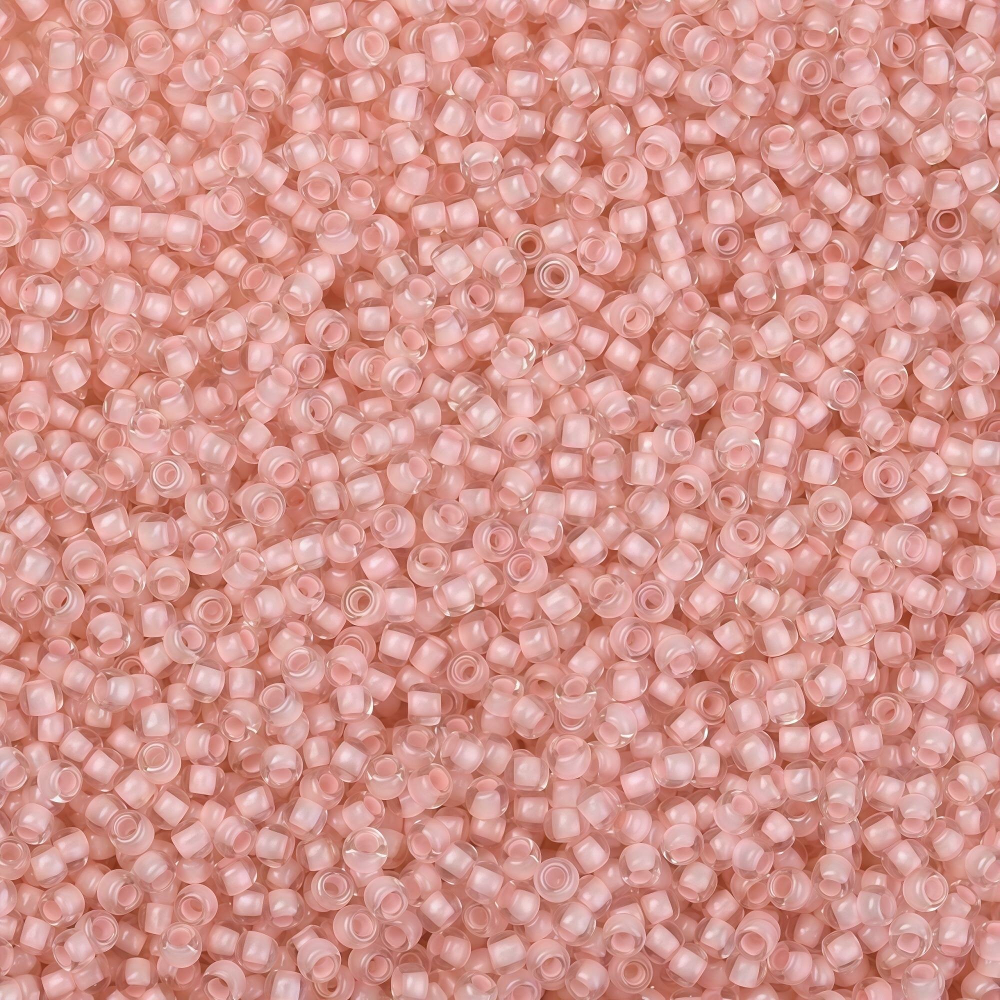 Бисер TOHO круглый, размер 11/0, цвет #191 (Окрашенный изнутри, хрусталь/светло-розовый), 10 грамм