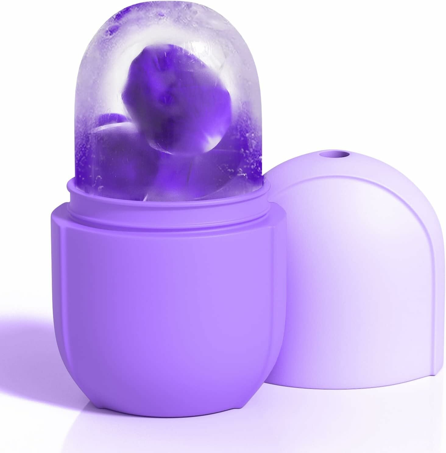 Роликовый лед для лица, роликовый лед для лица и глаз, роликовый лед для лица, от отечности вокруг глаз, осветление и подтяжка кожи, ледяной уход за кожей, удаление мелких морщин, сужение пор, повышение эластичности кожи - мини (фиолетовый)） (1 шт.)