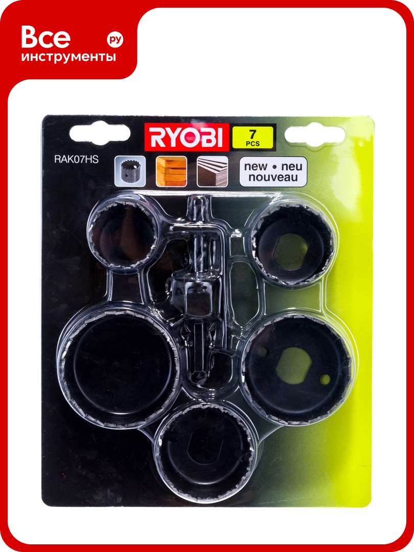 Набор пильных коронок 7 шт. Ryobi RAK07HS 5132002548, для сверления отверстий в древесине